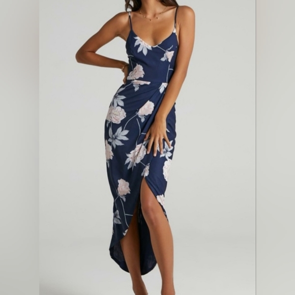 Showpo. | Dresses | Showpo Navy Floral Midi Dress | Poshmark
